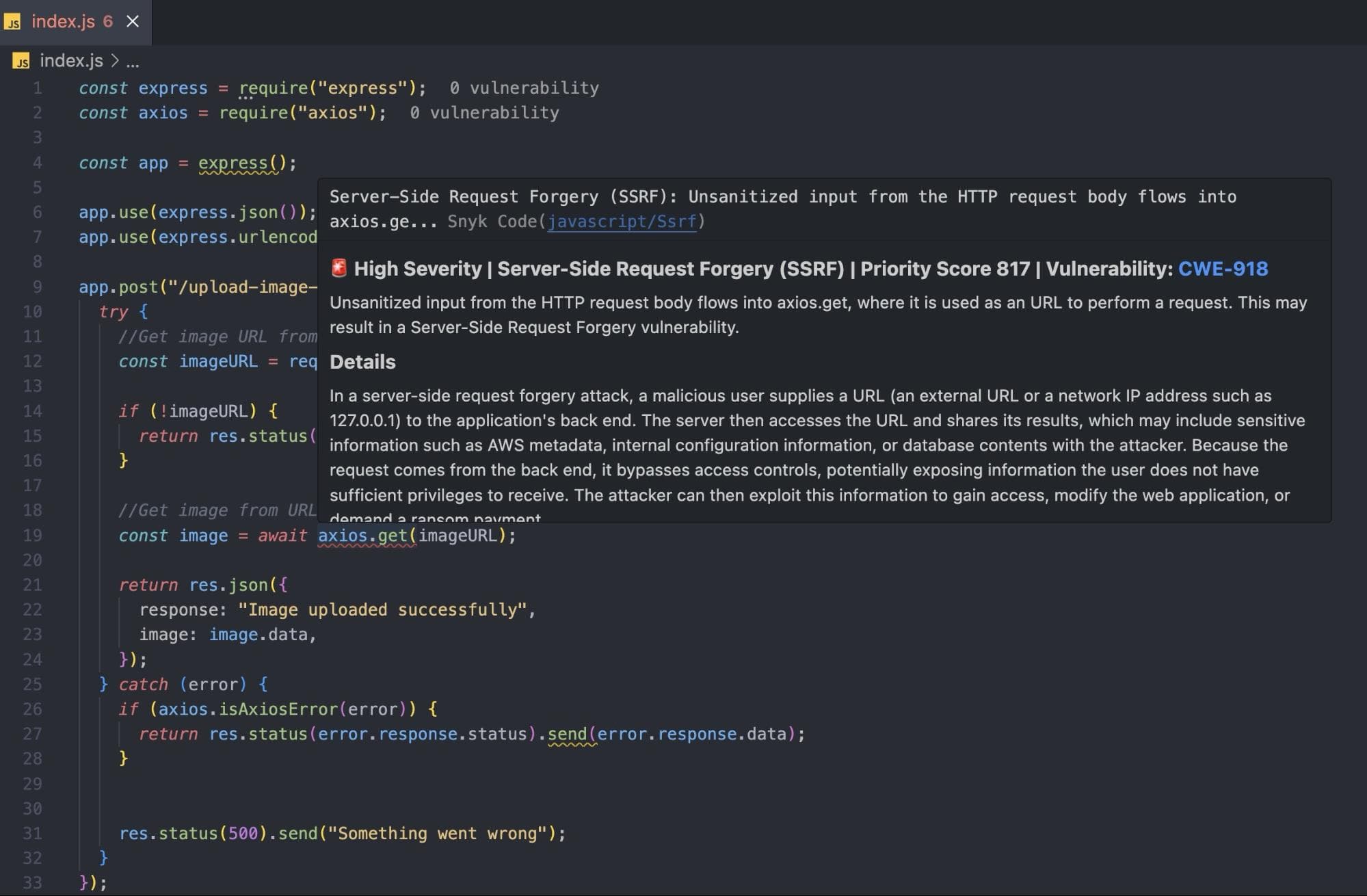 Preventing server-side request forgery in Node.js applications | Snyk