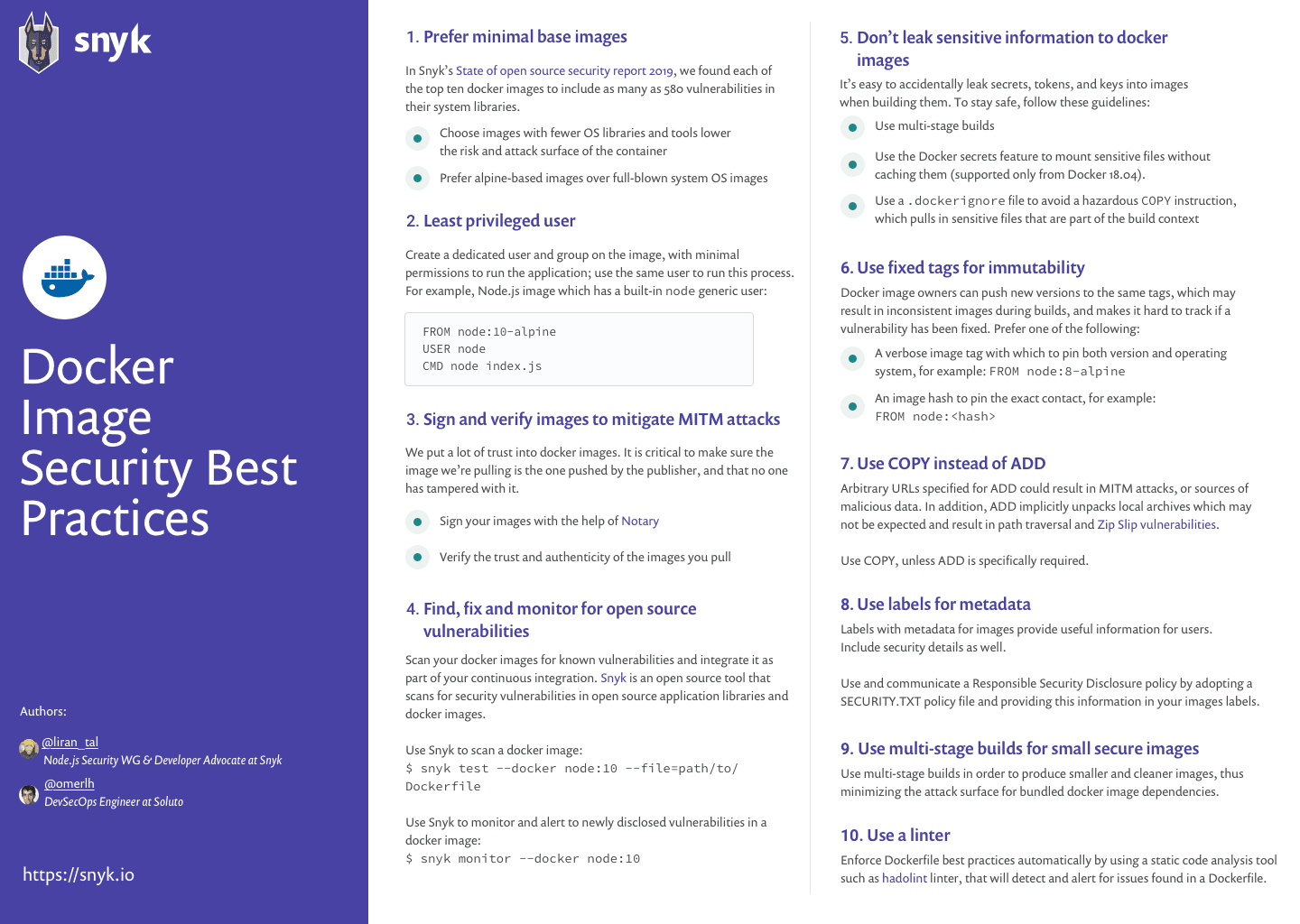 10 Docker Security Best Practices Docker Security Cheat Sheet Snyk